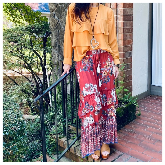 ShopEvelynne | Skirts | Boho Gypsy Chic Ruffled Gorgeous Maxi Skirt ...